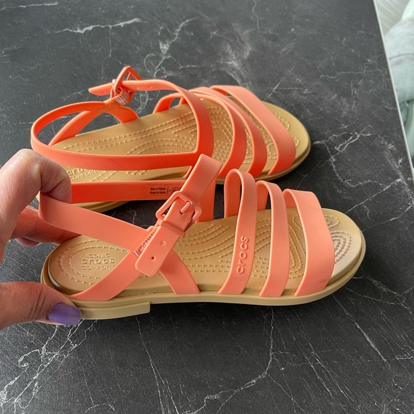 CROCS | Shoes | Crocs Tulum Comfort Grapefruittan Flat Sandals Summer ...